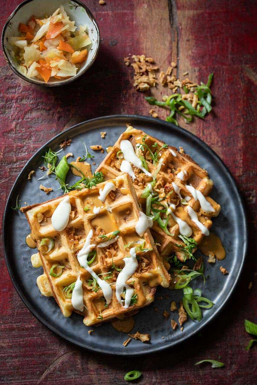 Savory waffles with kimchi - Simone's Kitchen