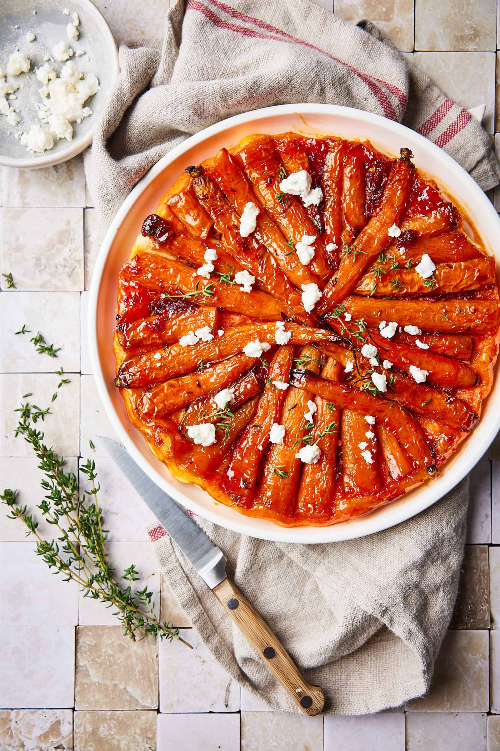 Easy carrot tarte tatin recipe with nduja - Simone's Kitchen