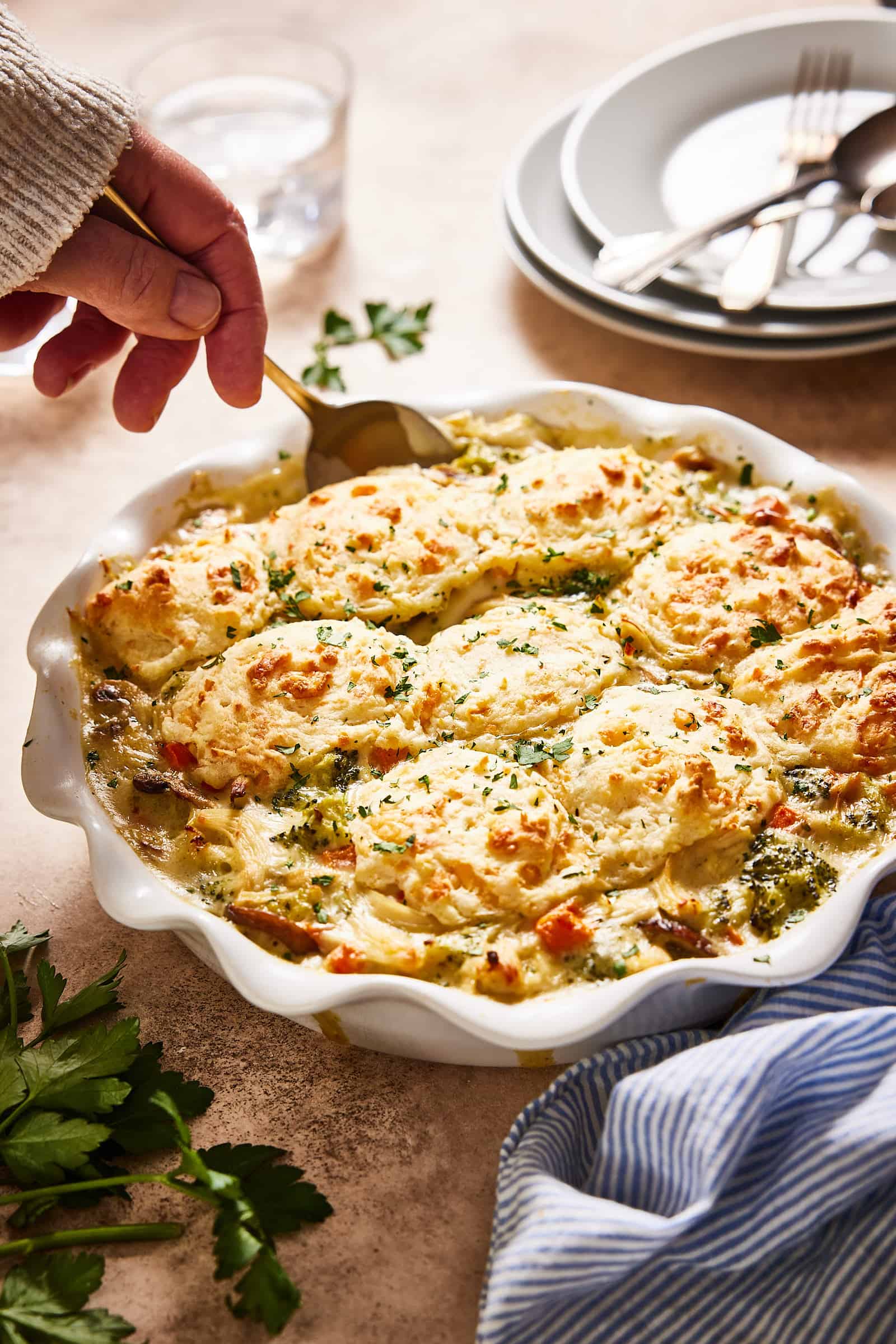 Easy chicken cobbler recipe with mushrooms - Simone's Kitchen