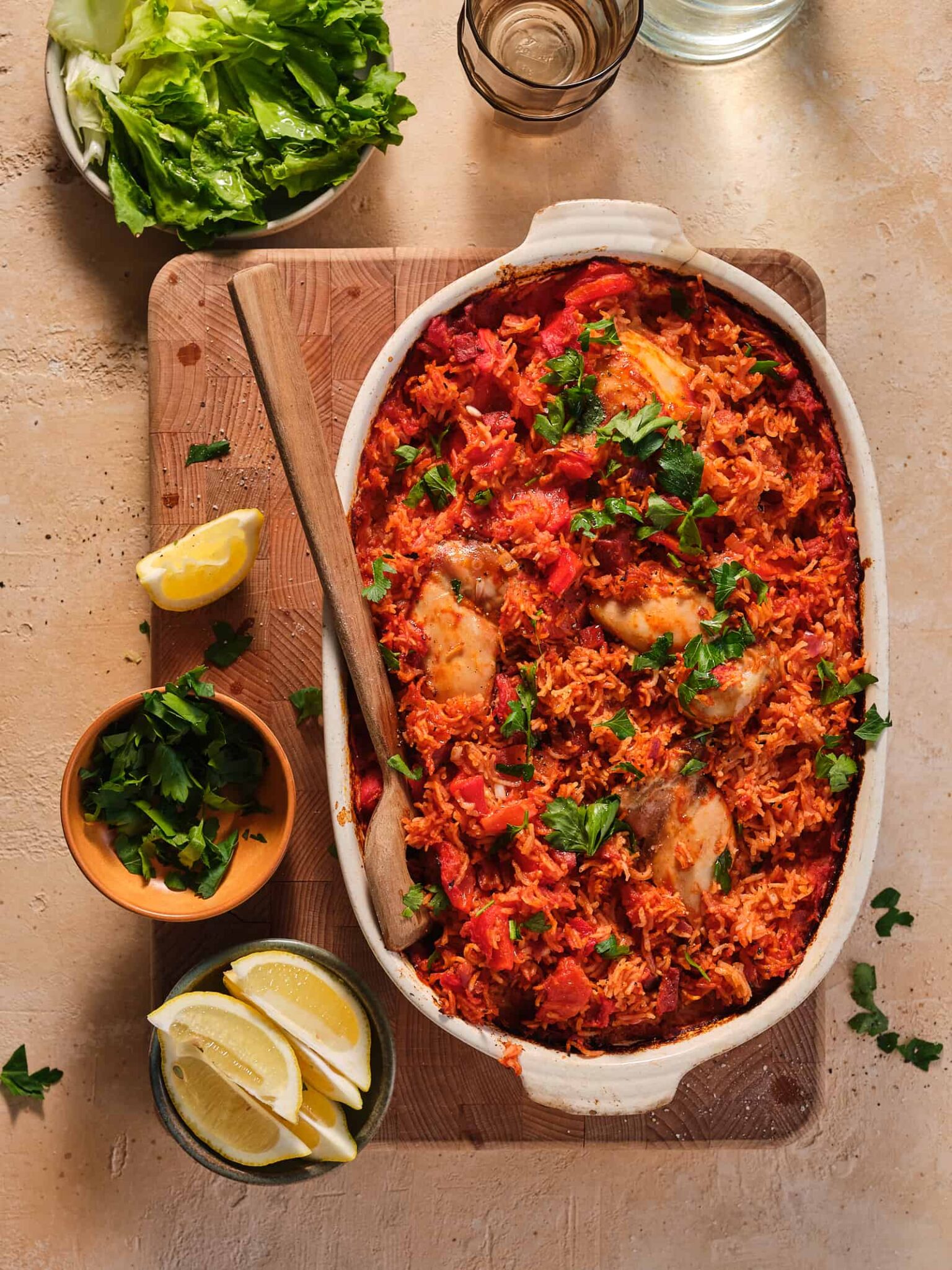 Simple tomato rice recipe with chicken and chorizo - Simone's Kitchen