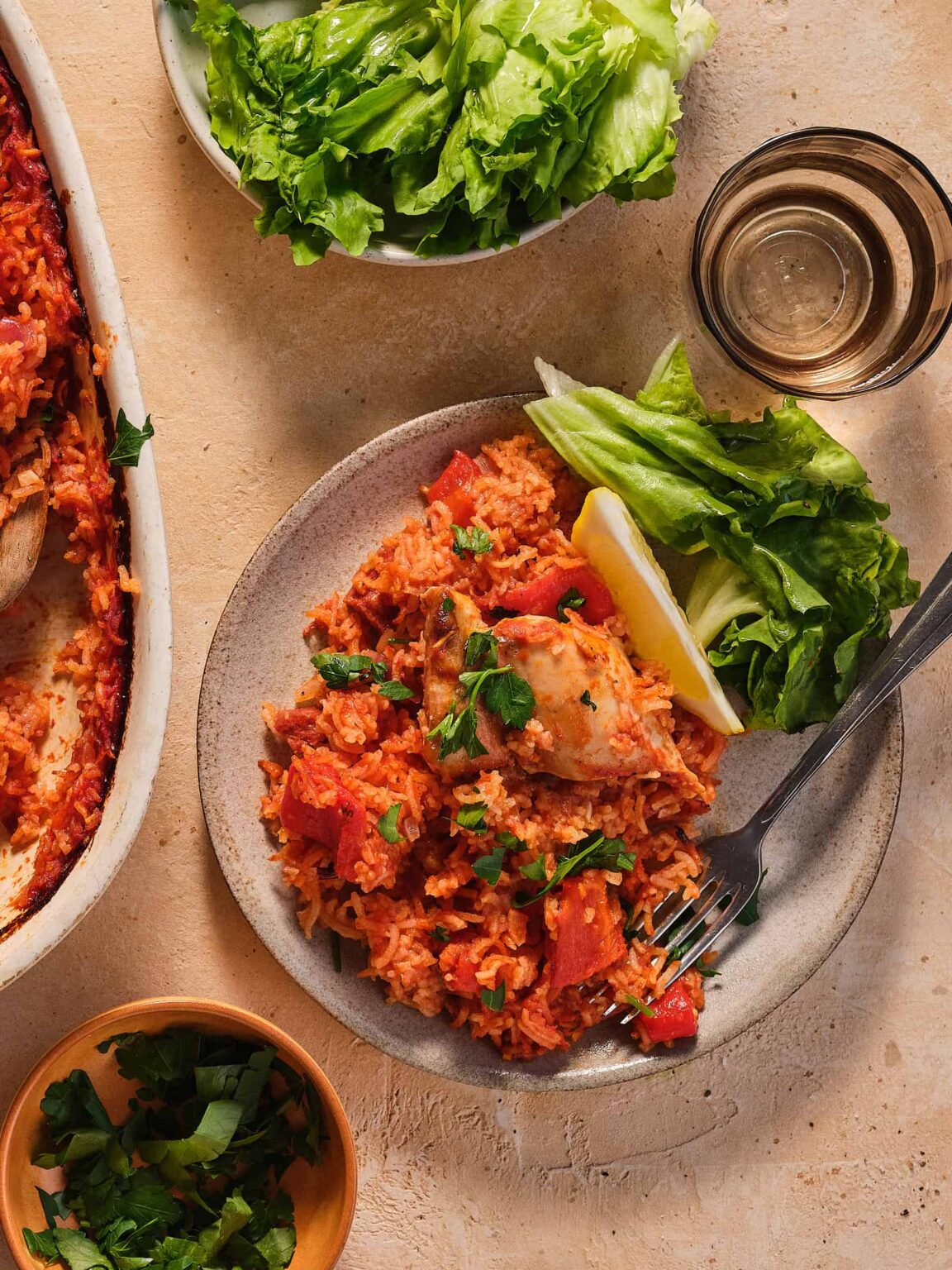 Simple tomato rice recipe with chicken and chorizo - Simone's Kitchen