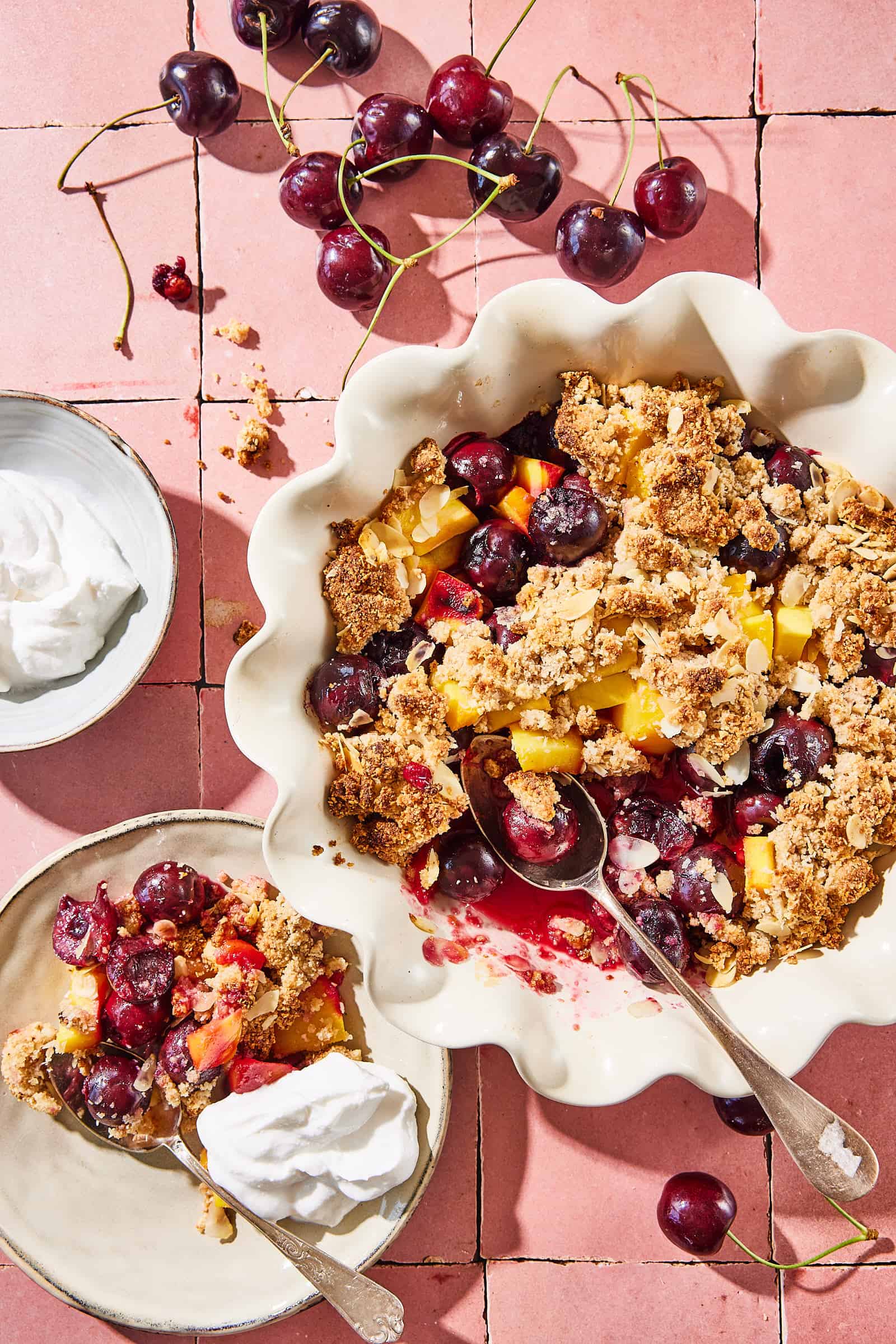Easy cherry crumble recipe with mango - Simone's Kitchen
