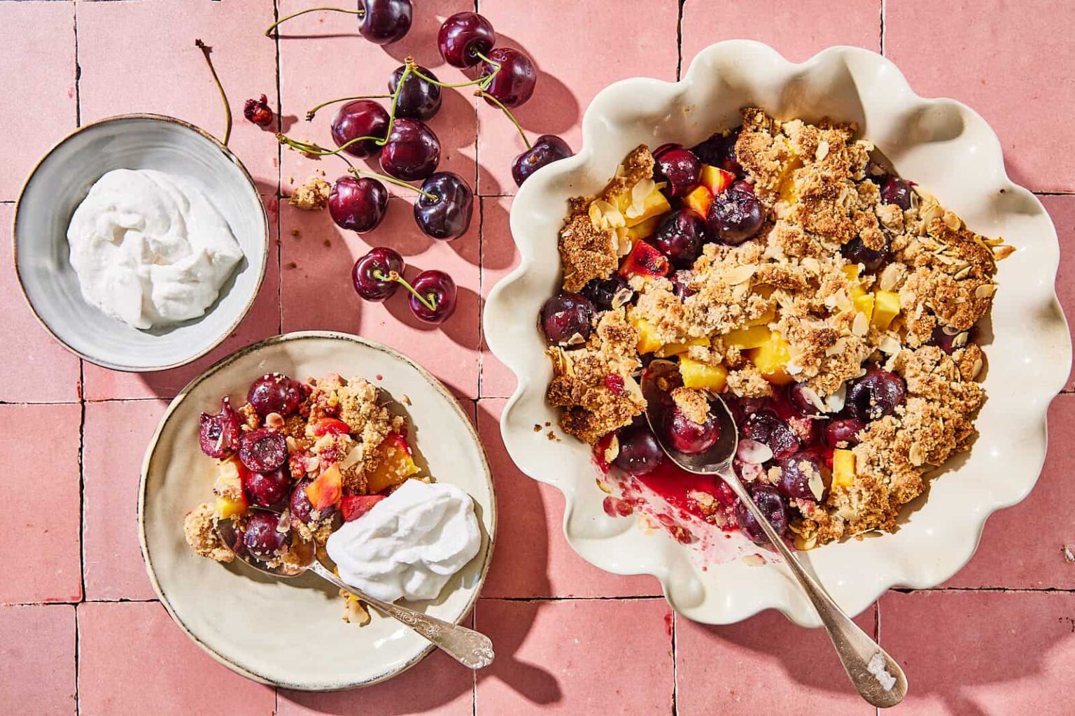 Easy cherry crumble recipe with mango - Simone's Kitchen