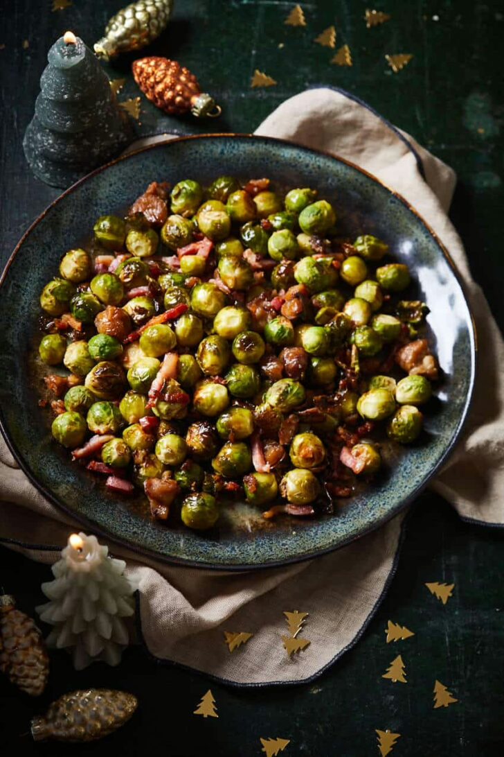 Perfect roasted Brussels sprouts with chestnuts and bacon