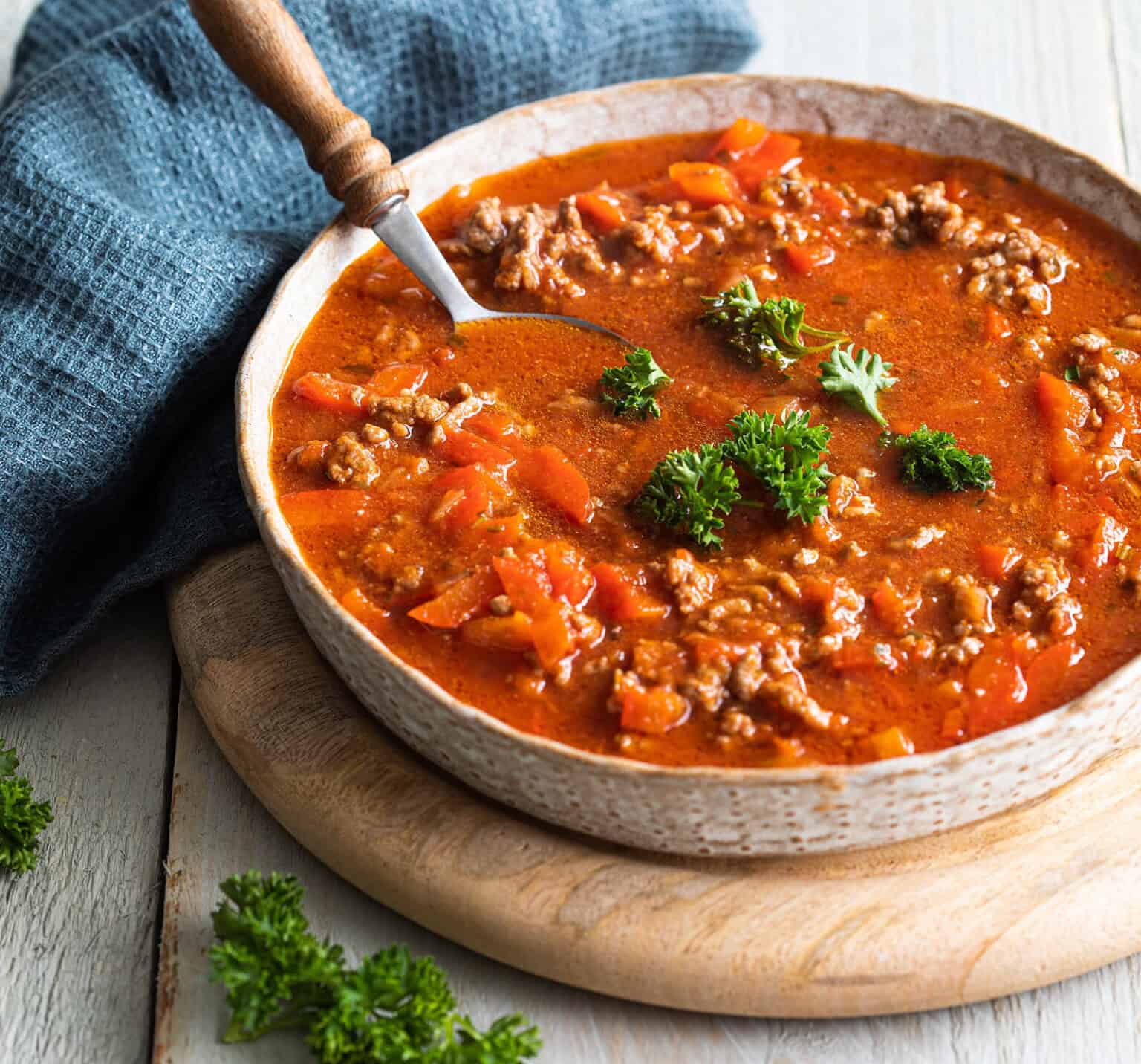 Bell pepper soup with ground beef - Simone's Kitchen